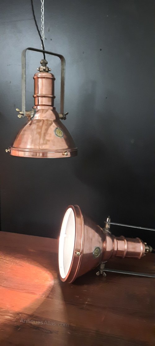 Antiques Atlas - Pair GEC Copper Hanging Lights