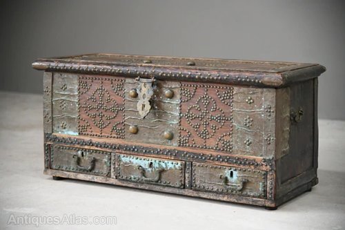 Arab Teak & Brass Bound Chest - Antiques Atlas
