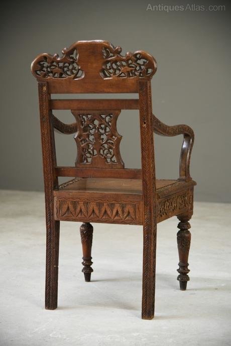 Anglo Indian Carved Padouk Chair - Antiques Atlas