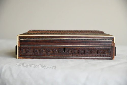Antiques Atlas - ANGLO INDIAN CARVED SANDALWOOD BOX
