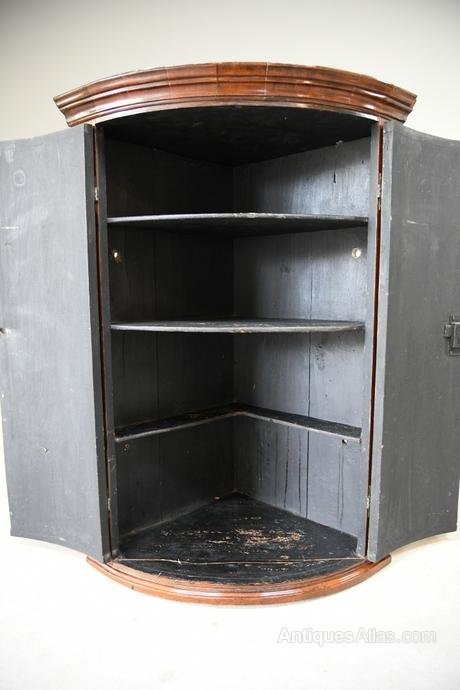 Mahogany Bow Front Wall Cupboard - Antiques Atlas