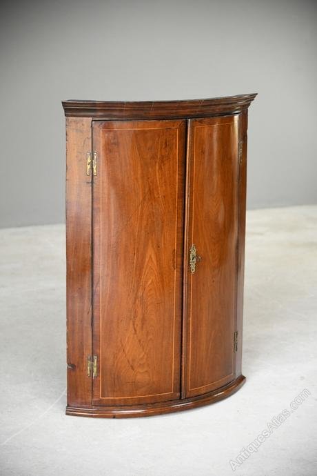 Mahogany Bow Front Wall Cupboard - Antiques Atlas