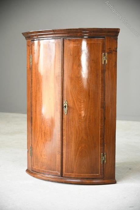 Mahogany Bow Front Wall Cupboard - Antiques Atlas