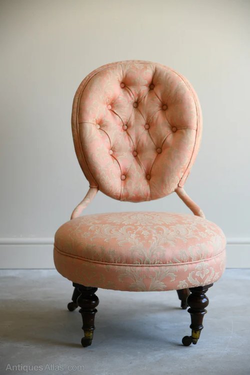 Victorian Pink Upholstered Bedroom Chair. - Antiques Atlas