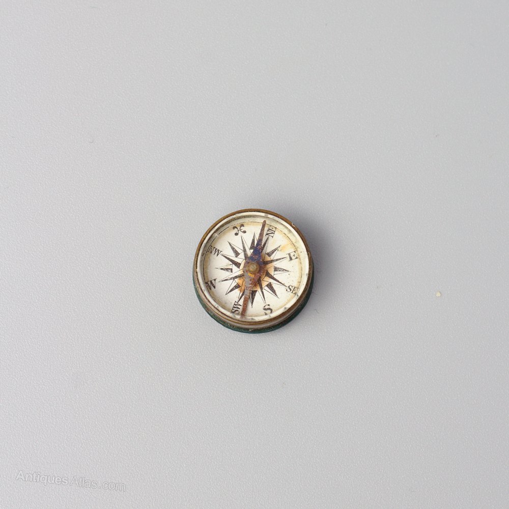 Antiques Atlas - Rare Miniature Compass With Malachite Base