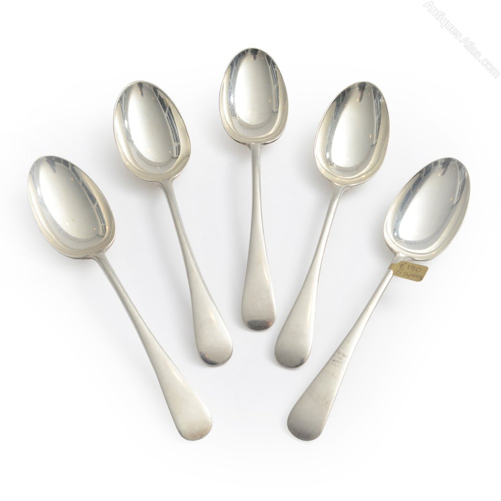 Antiques Atlas - 5 Old English Pattern Dessert Spoons