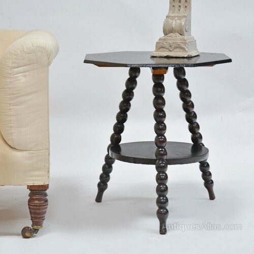 Ebonised Octagonal Bobbin Tripod Gypsy Side Table as965a986 / LB15371 ...