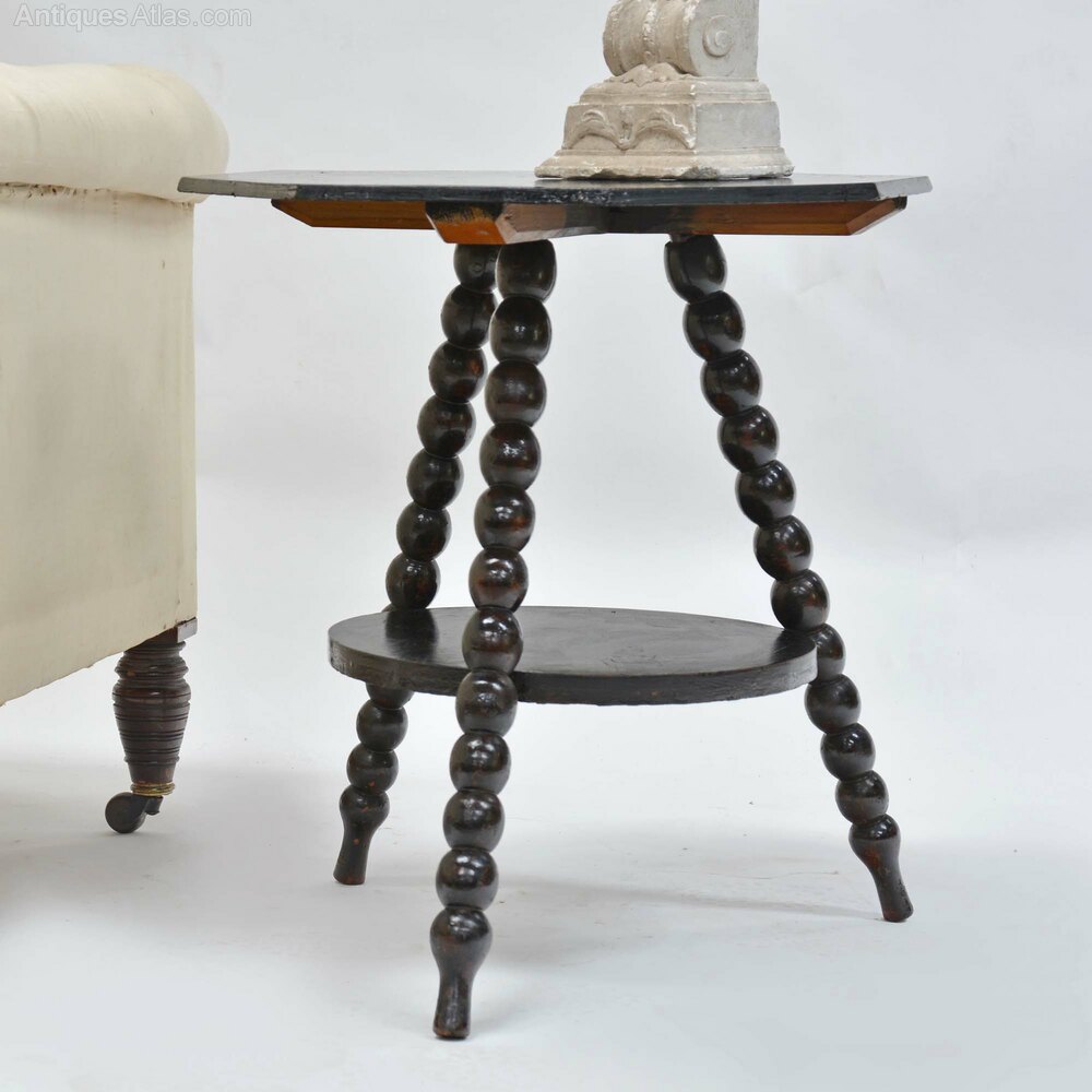 Ebonised Octagonal Bobbin Tripod Gypsy Side Table as965a986 / LB15371 ...
