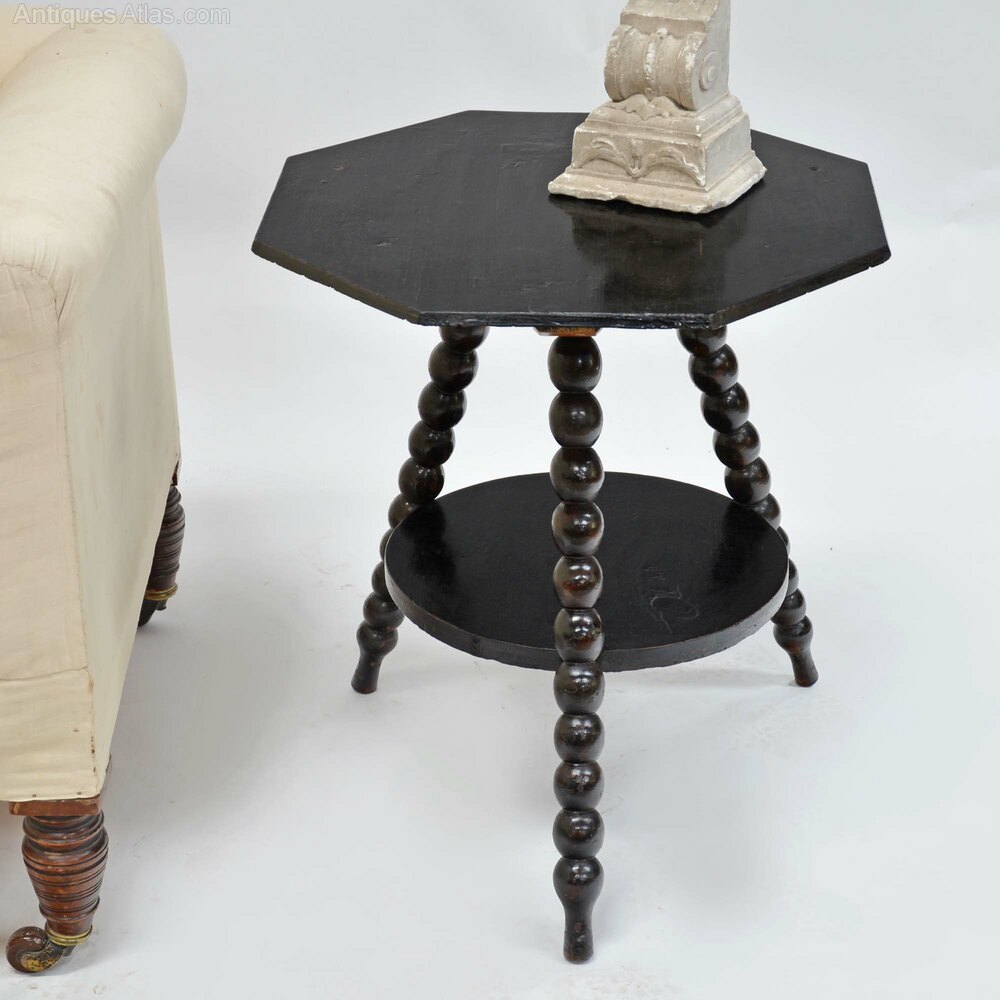 Ebonised Octagonal Bobbin Tripod Gypsy Side Table as965a986 / LB15371 ...