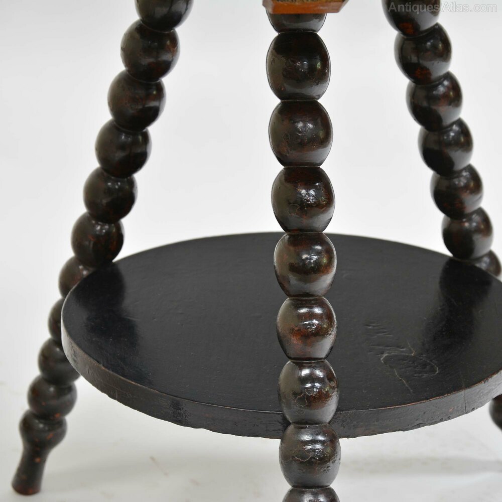 Ebonised Octagonal Bobbin Tripod Gypsy Side Table as965a986 / LB15371 ...