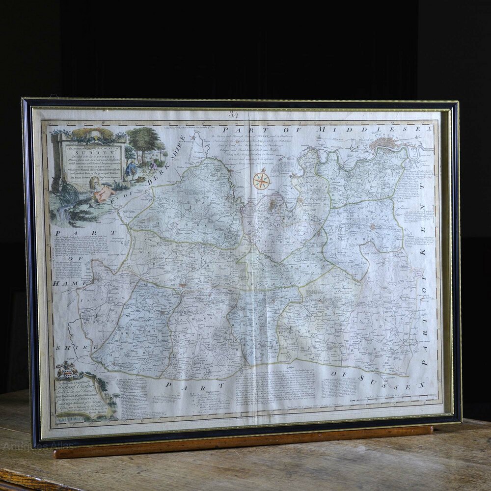 Antiques Atlas - Map Of Surrey By Emanuel Bowen as965a896 / C15017