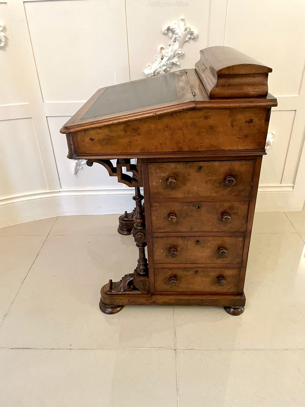 Antique Burr Walnut Inlaid Freestanding Davenport as1055a1821 / 101C ...