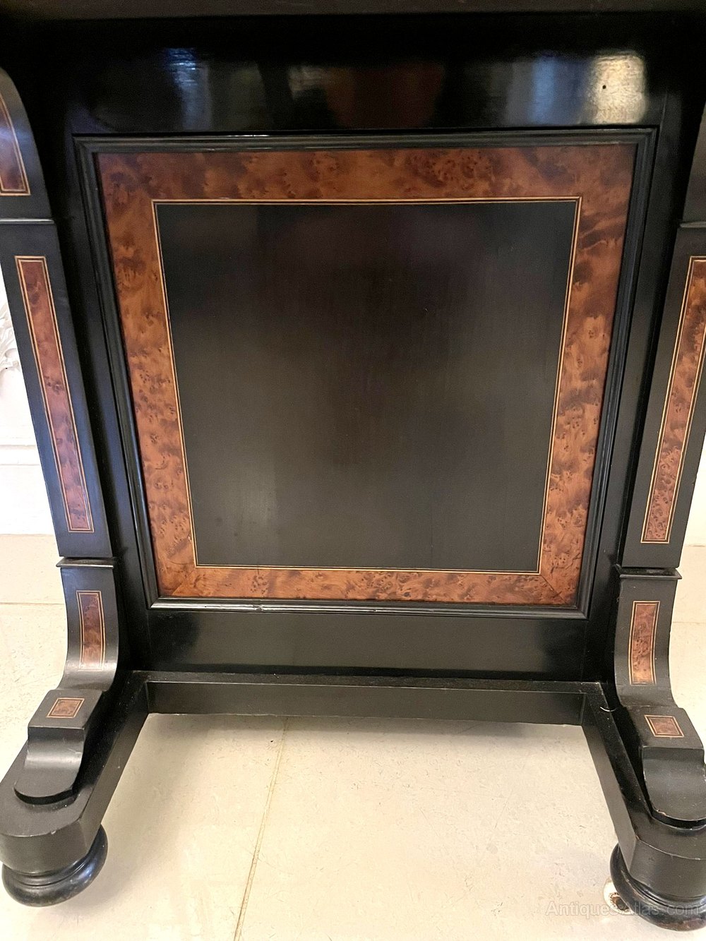 Antique Ebonised And Walnut Crossbanded Davenport - Antiques Atlas