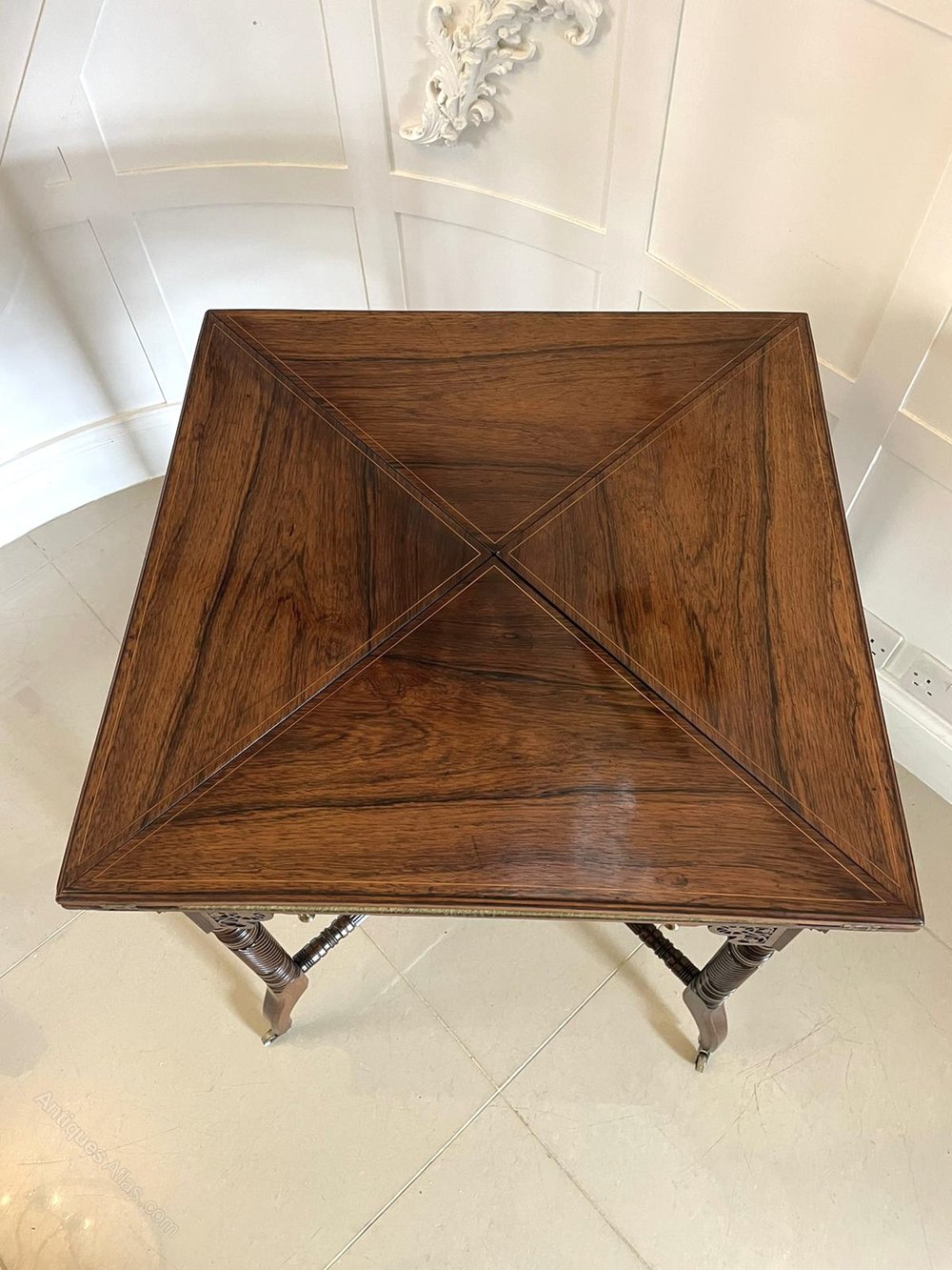Antique Rosewood Inlaid Envelope Card / Lamp Table as1055a1917 / 1498 ...