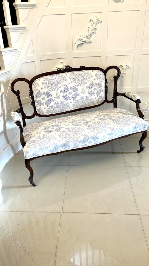 Antique Victorian Quality Carved Mahogany Settee - Antiques Atlas