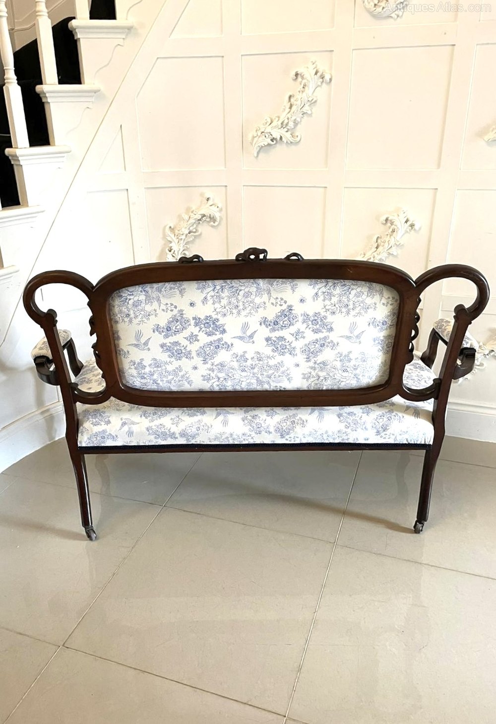 Antique Victorian Quality Carved Mahogany Settee - Antiques Atlas