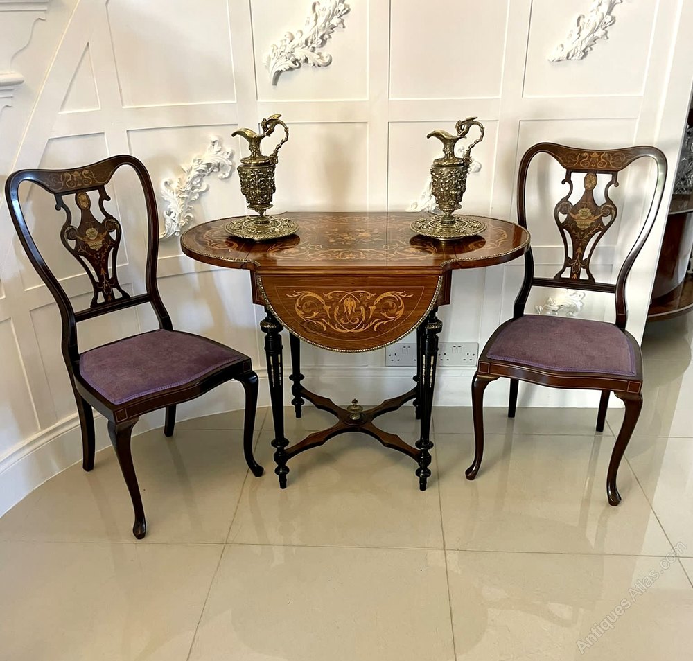 Antique Walnut Marquetry Inlaid Centre Table - Antiques Atlas