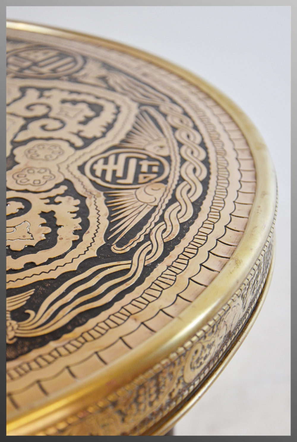 Antique Berber Benares Brass Lamp Table Oak - Antiques Atlas