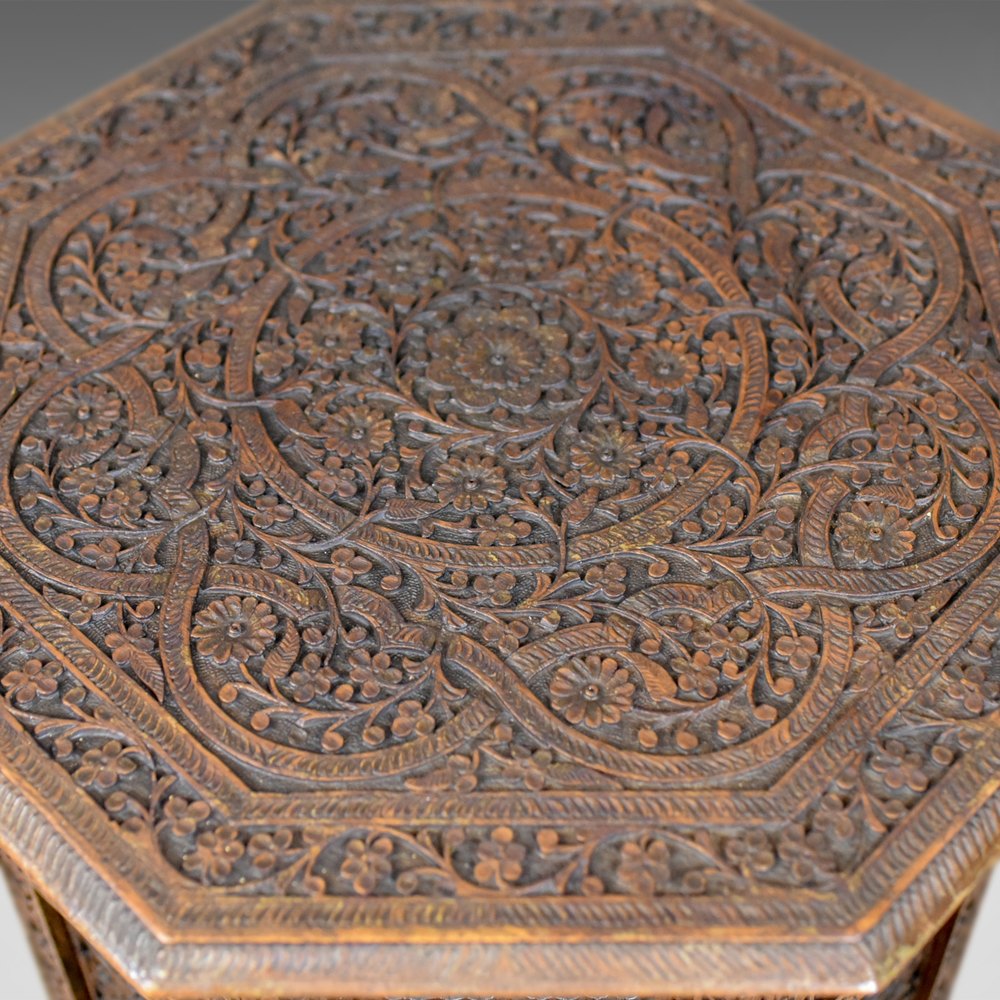 Antique Campaign Table, Pierce Carved, Fretwork, - Antiques Atlas