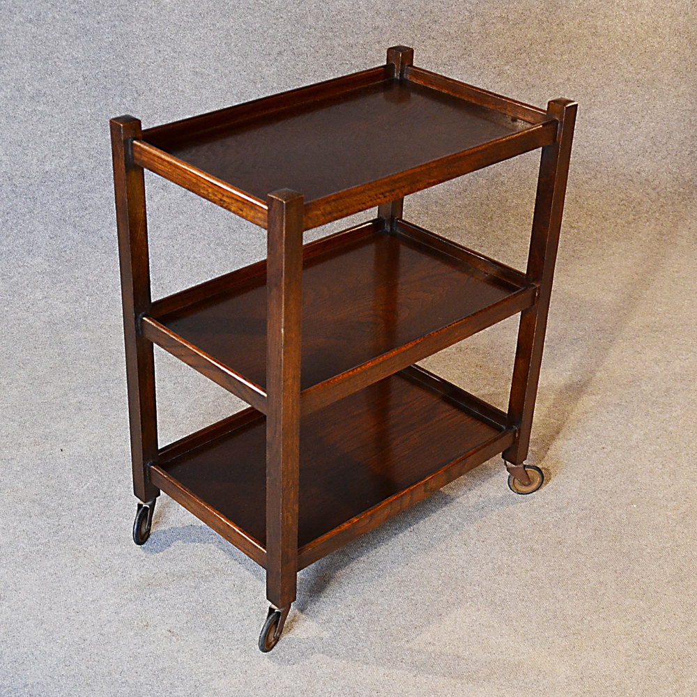 Antique Oak Serving Tea Trolley Vintage Butlers Buffet - Antiques Atlas