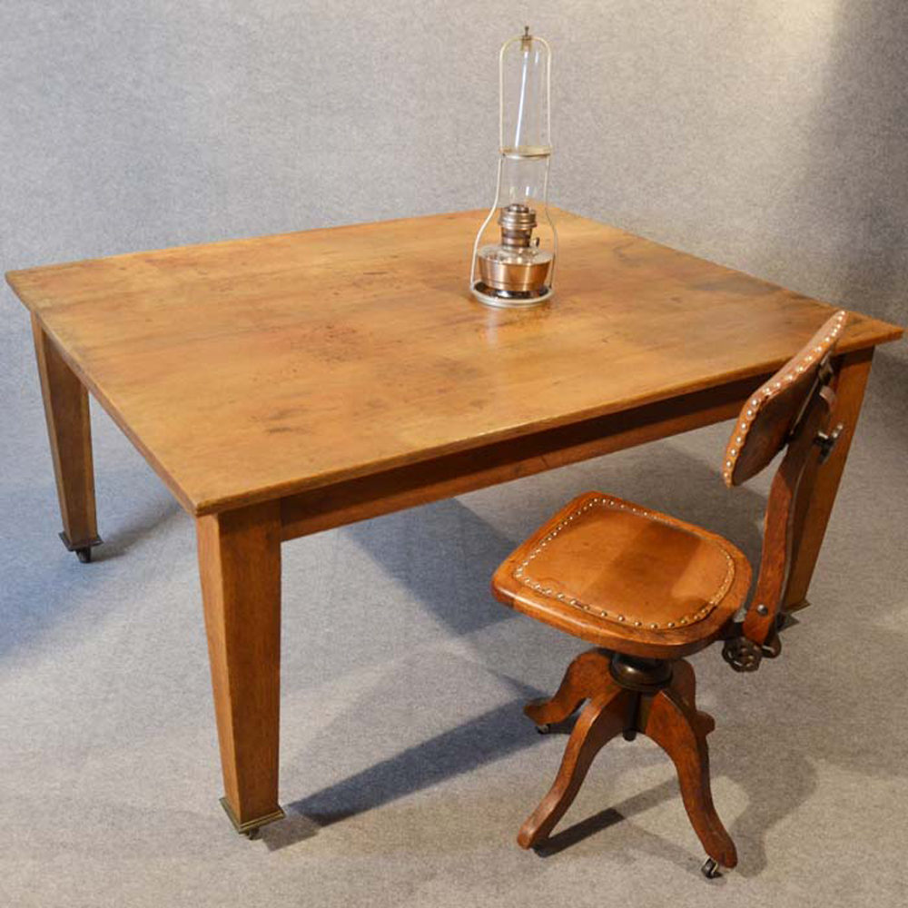 Antique Oak Vintage Architects Plan Table Kitchen as272a613 / 1734 ...
