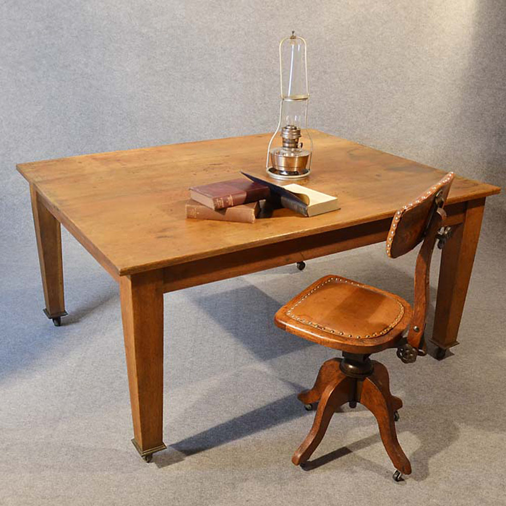 Antique Oak Vintage Architects Plan Table Kitchen as272a613 / 1734 ...