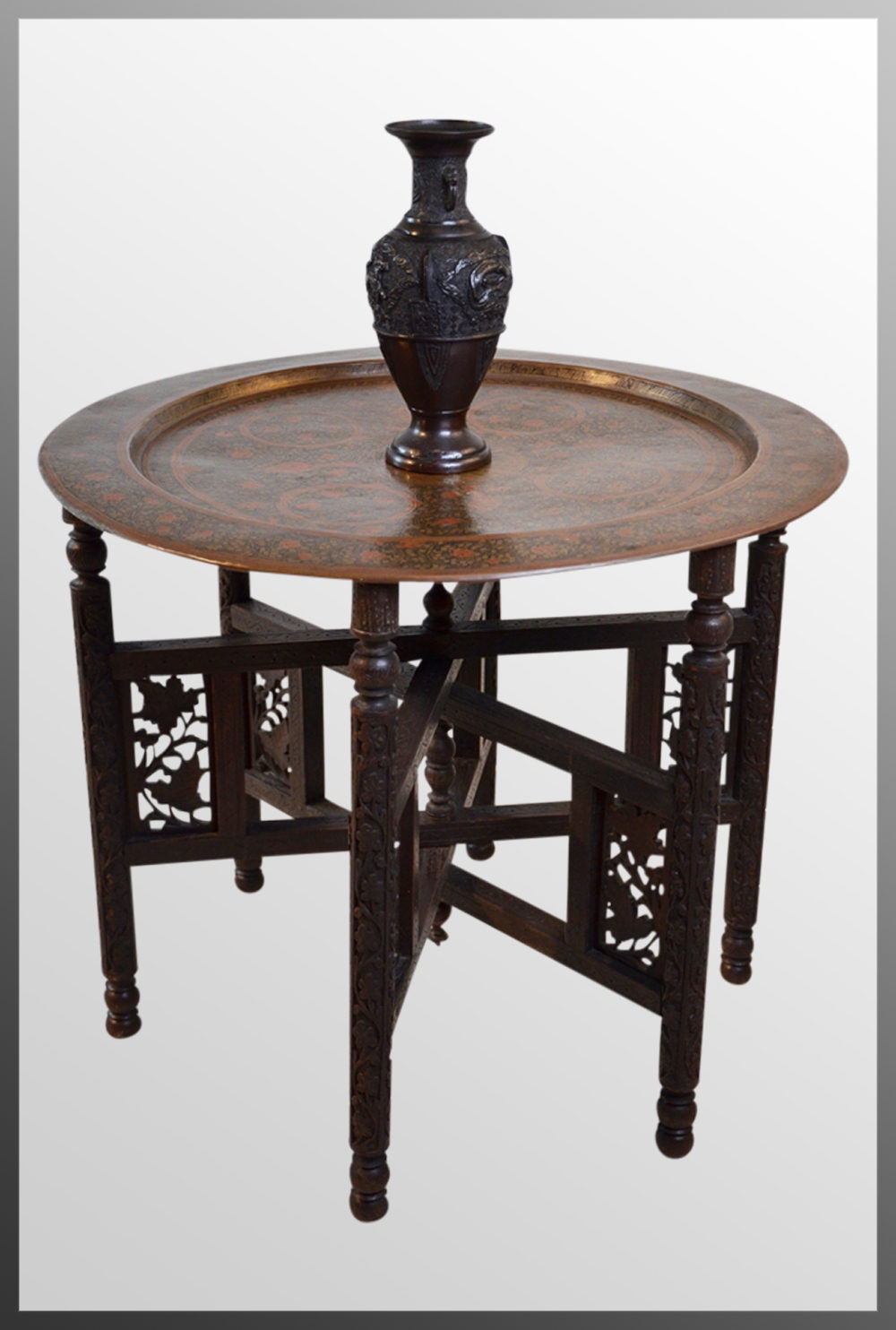 Berber Benares Brass Tray Serving Lamp Table - Antiques Atlas