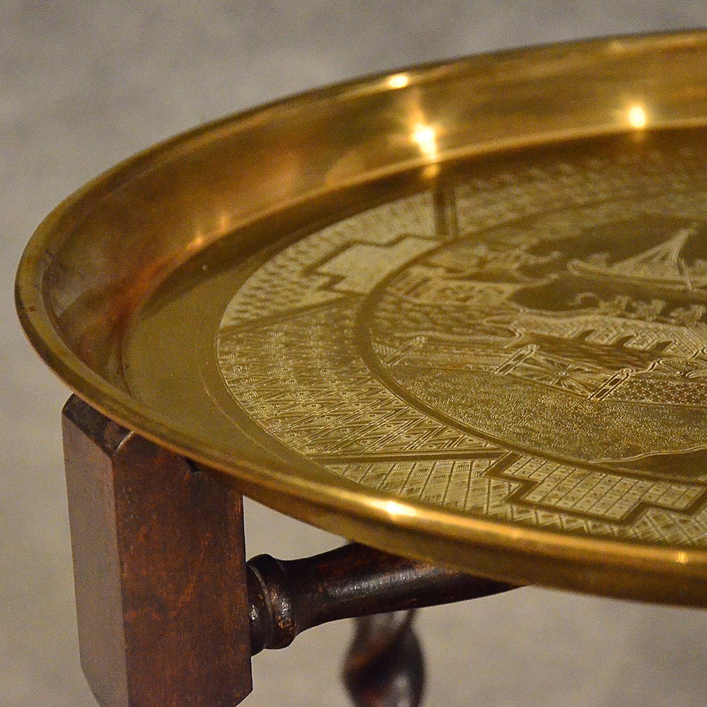 Brass Coffee Tea Table Berber Benares Tray Lamp - Antiques Atlas