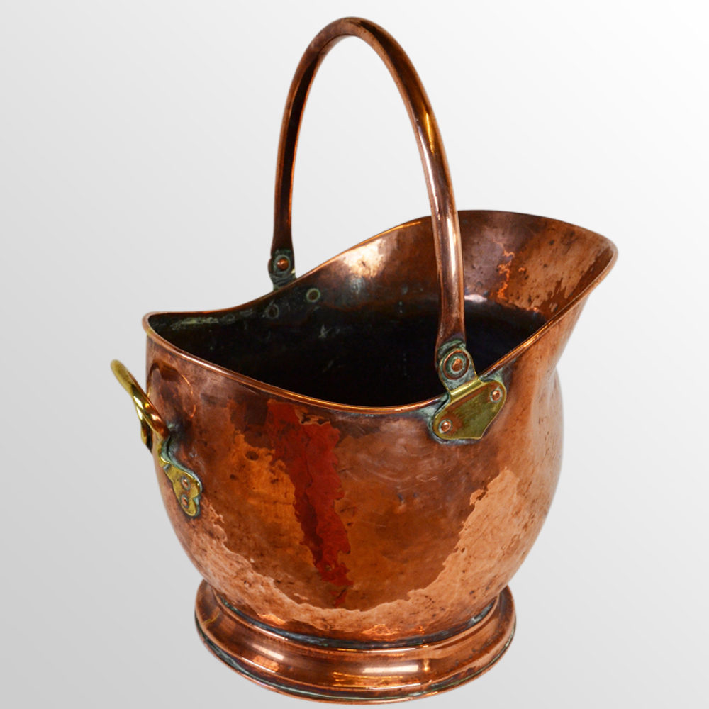 Antiques Atlas - Bucket Coal Helmet Fire Scuttle Copper Bin
