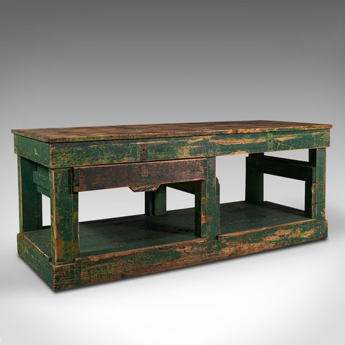 Large Antique Factory Work Table, English, Pine - Antiques Atlas