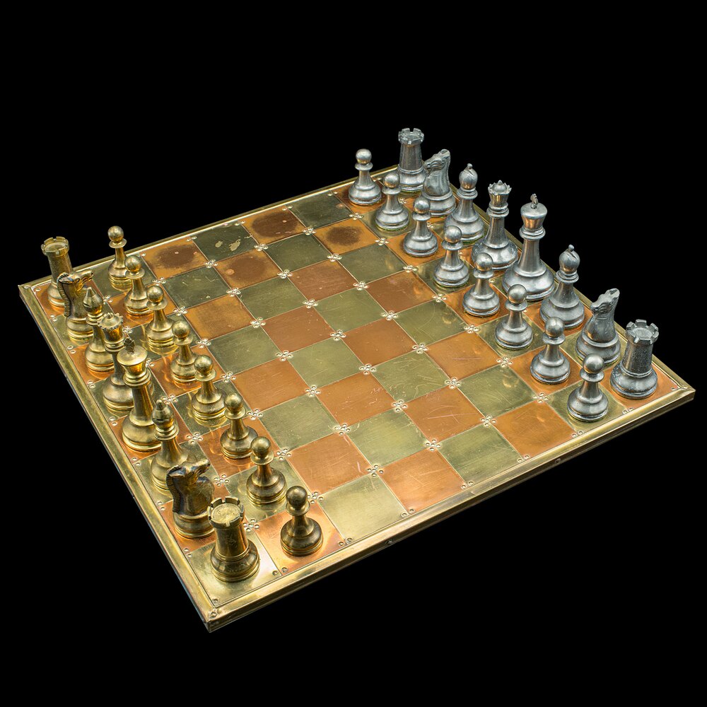 Antiques Atlas - Large Vintage Chess Board, English, Brass, Copper