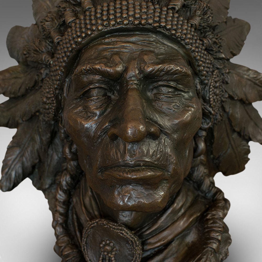 Antiques Atlas - Large Vintage Native American Chief Bust, Bronze ...
