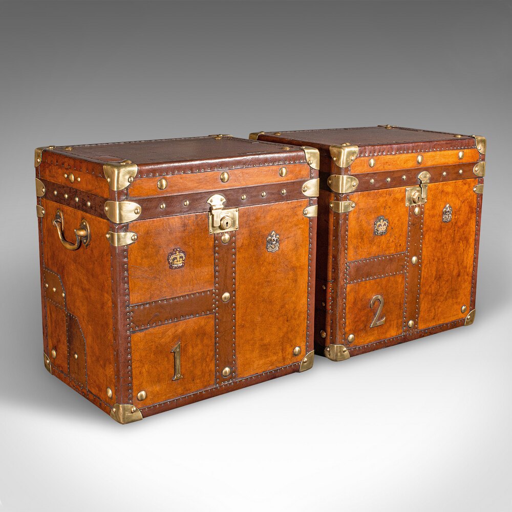 Antiques Atlas - Pair Of Vintage Officer's Campaign Luggage Cases ...