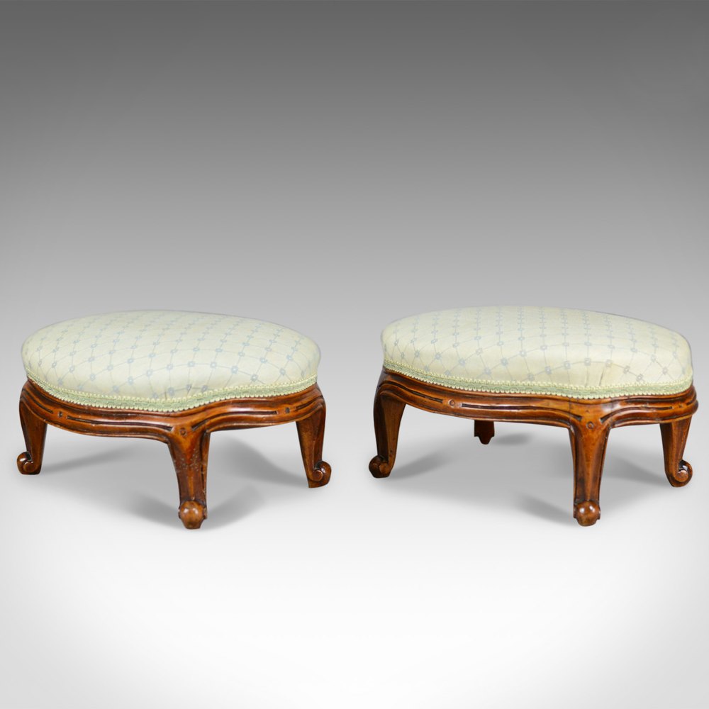 Pair Of Antique Foot Stools, English, Victorian, C - Antiques Atlas