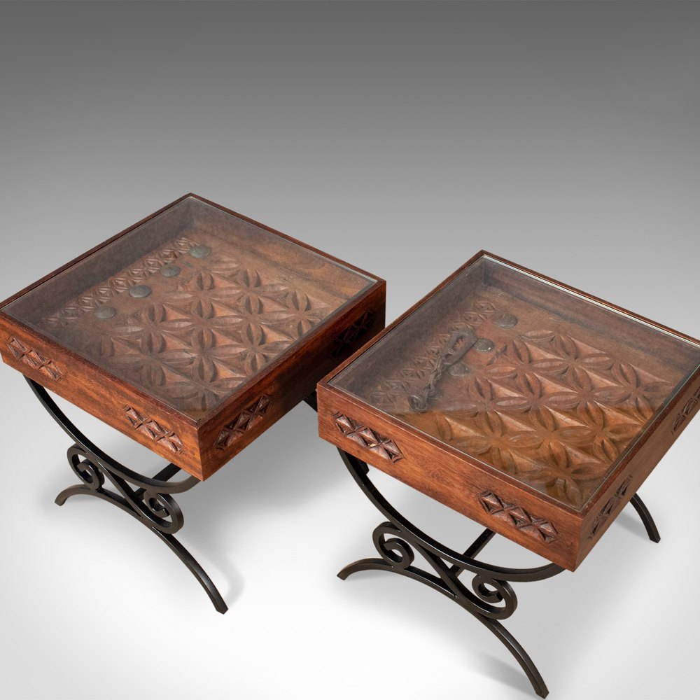Antiques Atlas - Pair Of Vintage Asian Side Tables, Teak,Late C20th