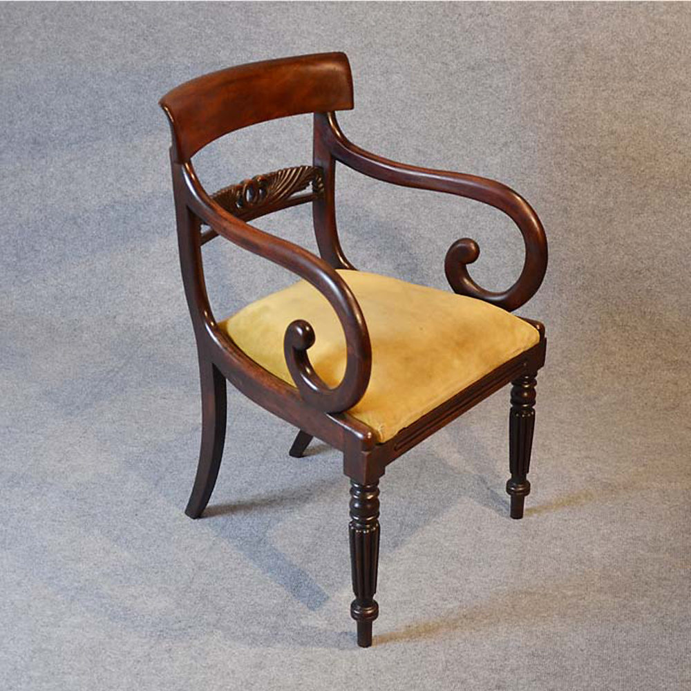 Scroll Arm Armchair Elbow Office Desk Study Chair - Antiques Atlas