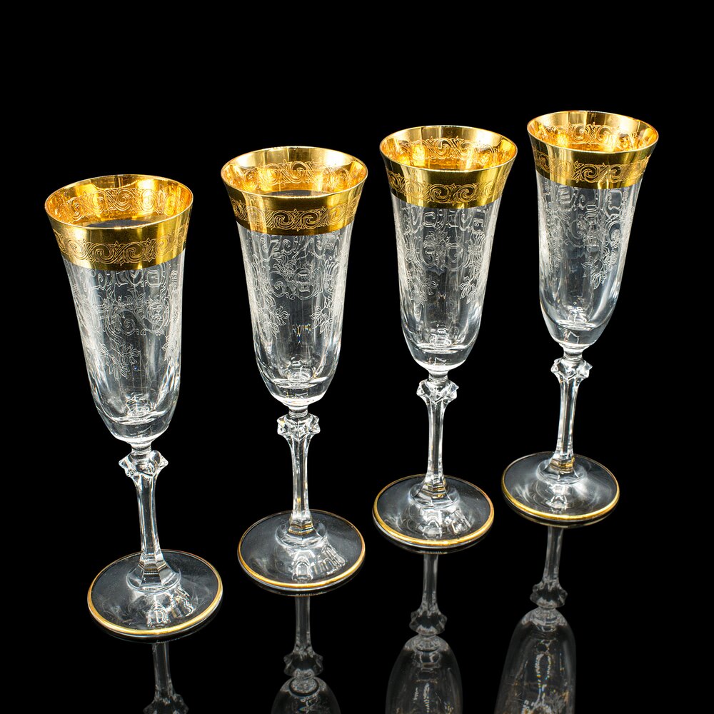 Antiques Atlas - Set Of 12 Vintage Champagne Flutes, Continental ...