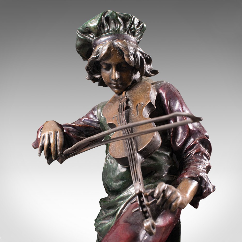 Antiques Atlas - Tall Vintage Violinist Statue, Continental, Bronze ...