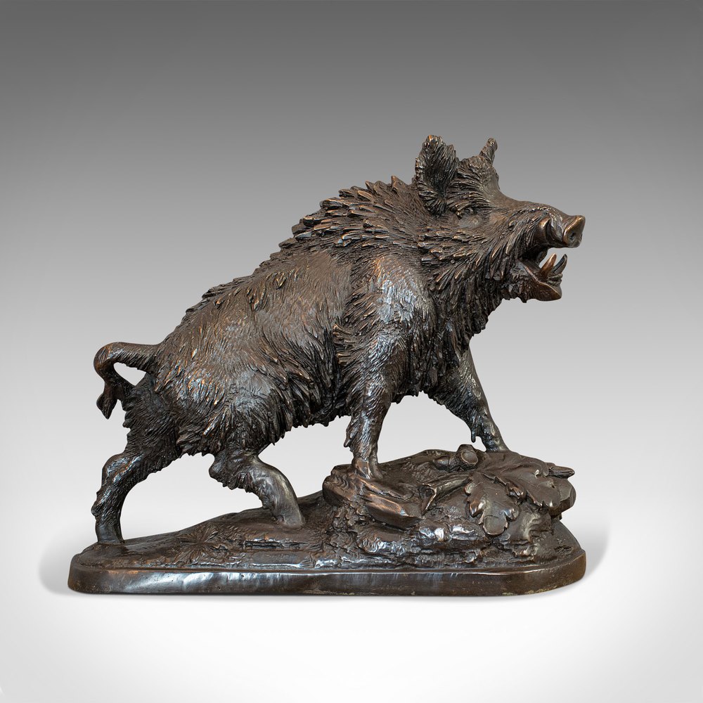 Antiques Atlas - Very Large Vintage Bronze Boar Sculpture, Statue