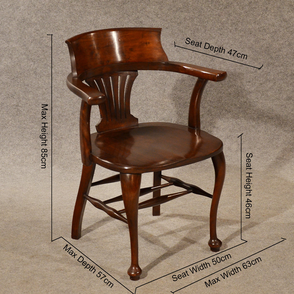 Vintage Antique Office Desk Chair Carver Armchair - Antiques Atlas