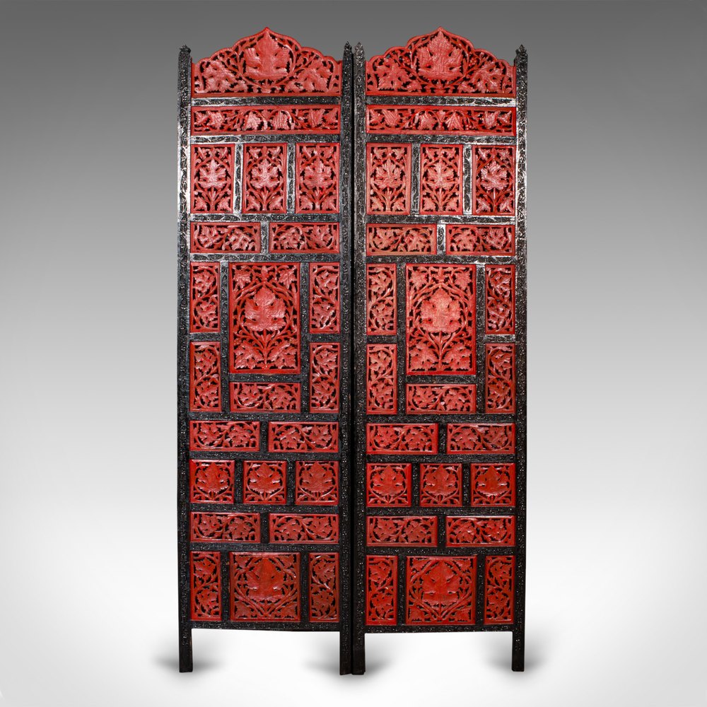 Vintage Carved Privacy Screen, Chinese, Four Panel - Antiques Atlas