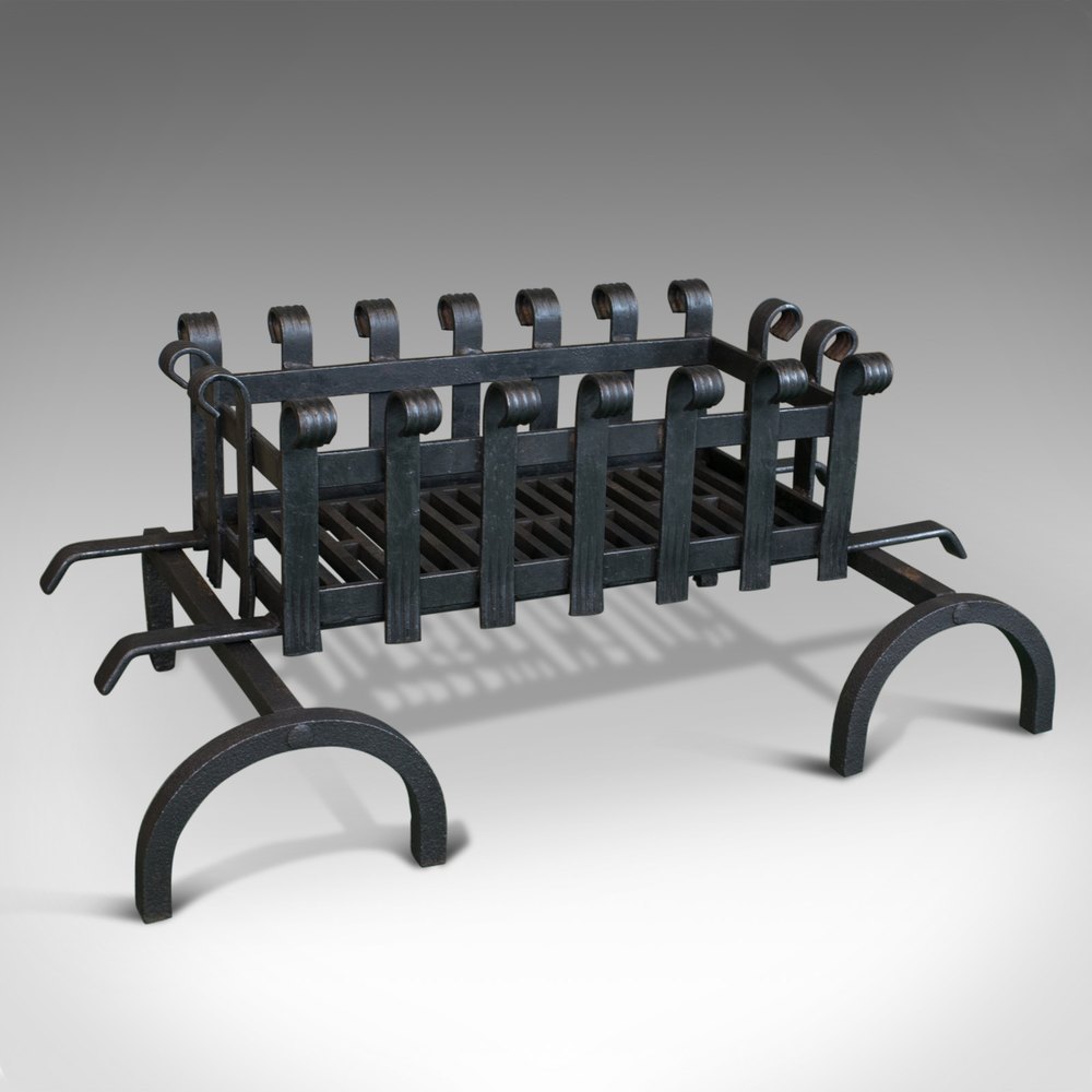 Antiques Atlas - Vintage, Fire Basket, Andirons, English, Iron,