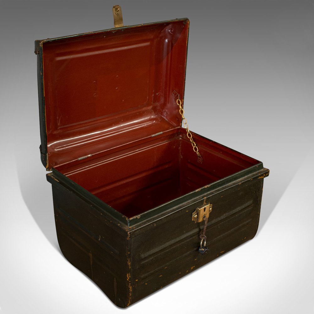 Vintage Metal Depository, English, Tin Trunk, 1940 - Antiques Atlas