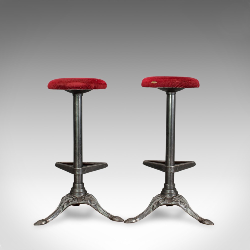 Antiques Atlas - Vintage, Pair Of Cast Alloy Bar Stools.