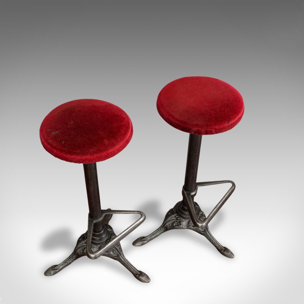 Antiques Atlas - Vintage, Pair Of Cast Alloy Bar Stools.