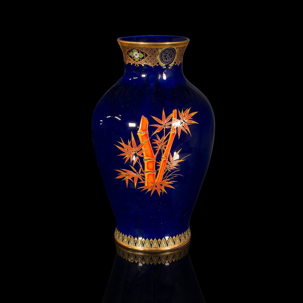 Antiques Atlas - Vintage Tiger Vase, Chinese, Blue Lacquer Ceramic ...