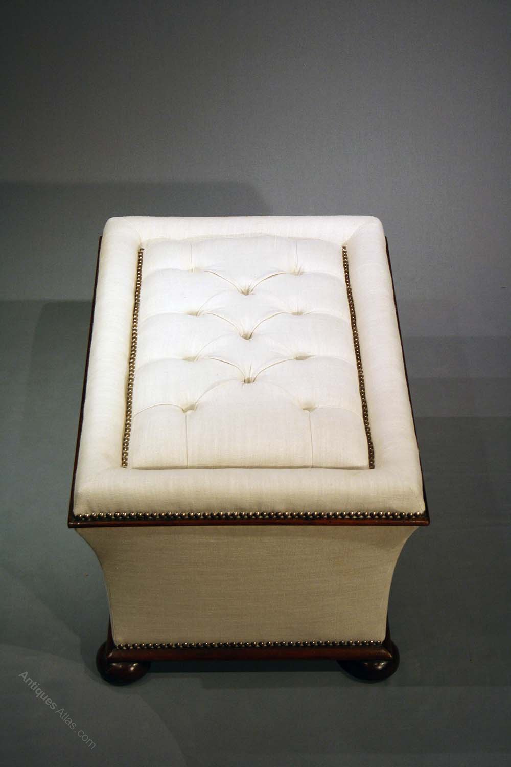 Victorian Shaped Ottoman Upholstered In Linen as501a052 / 1928 ...
