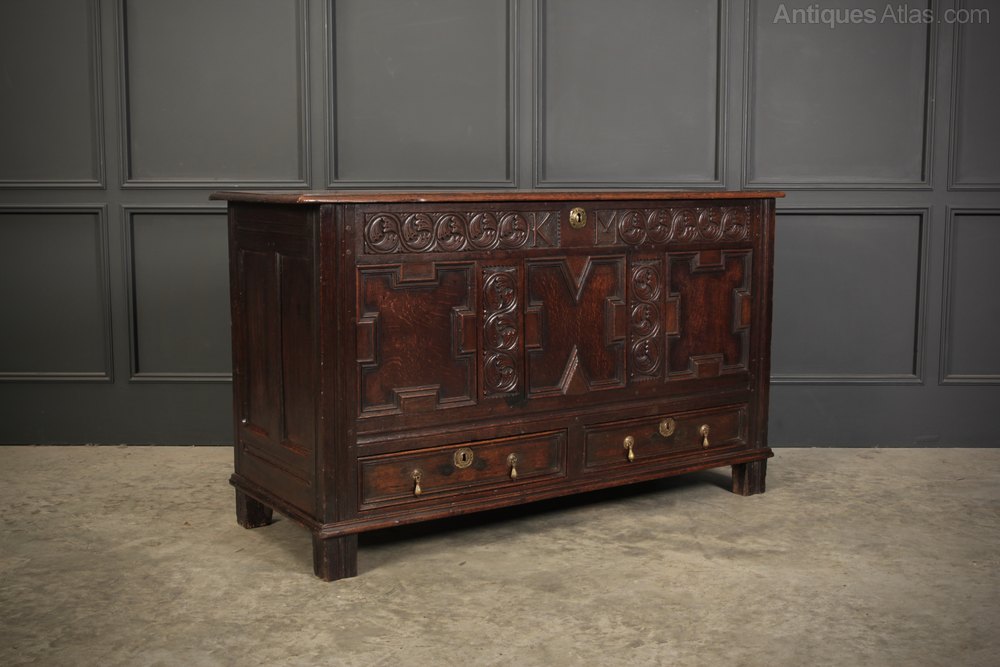 17th Century Carved Oak Mule Chest - Antiques Atlas