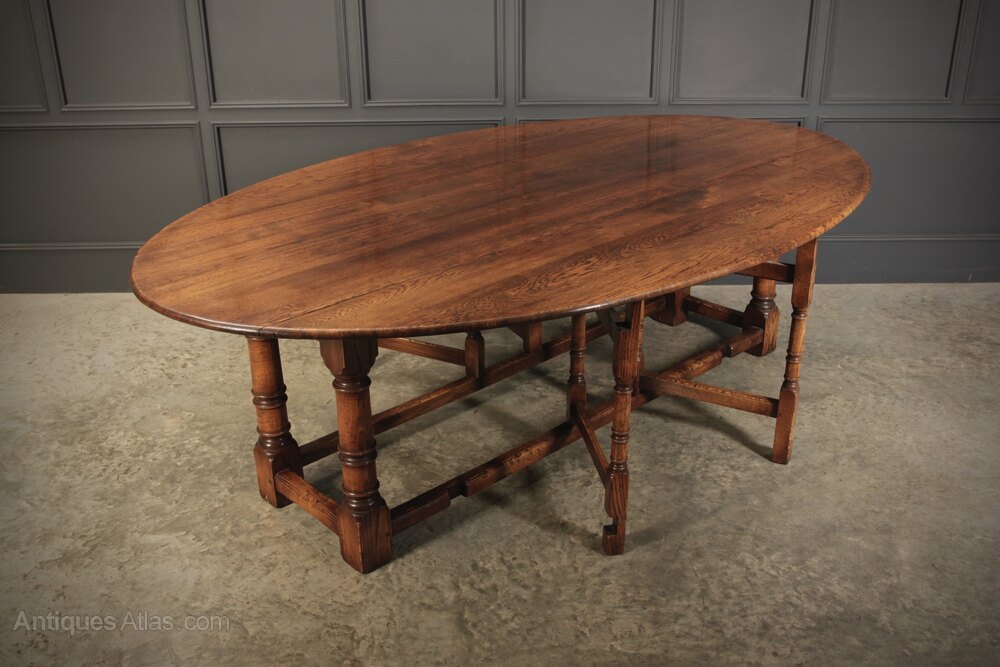 Large Oval Drop Leaf Oak Dining Table as287a5544 / ANE220304O ...