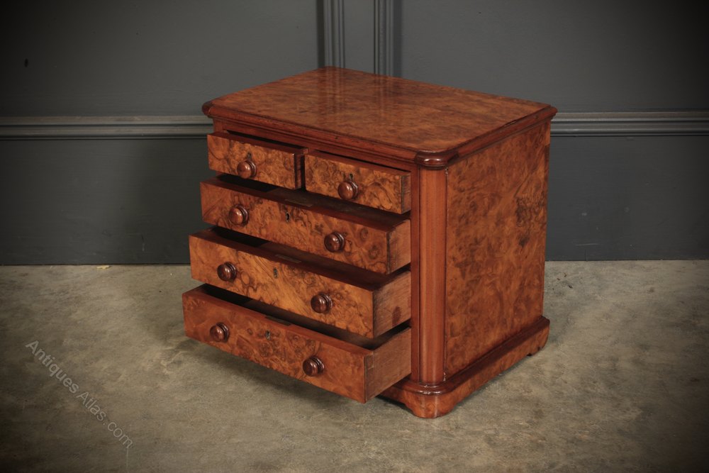 Miniature Burr Walnut Apprentice Chest Of Drawers - Antiques Atlas